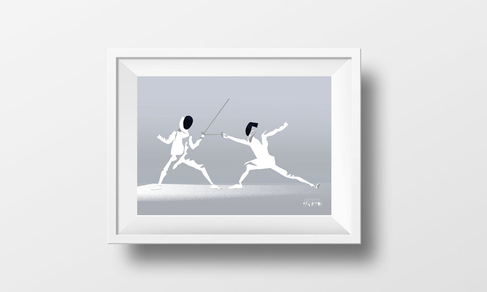 Affiche | Escrime en action | Cadeau déco | Artiste Sportive ...
